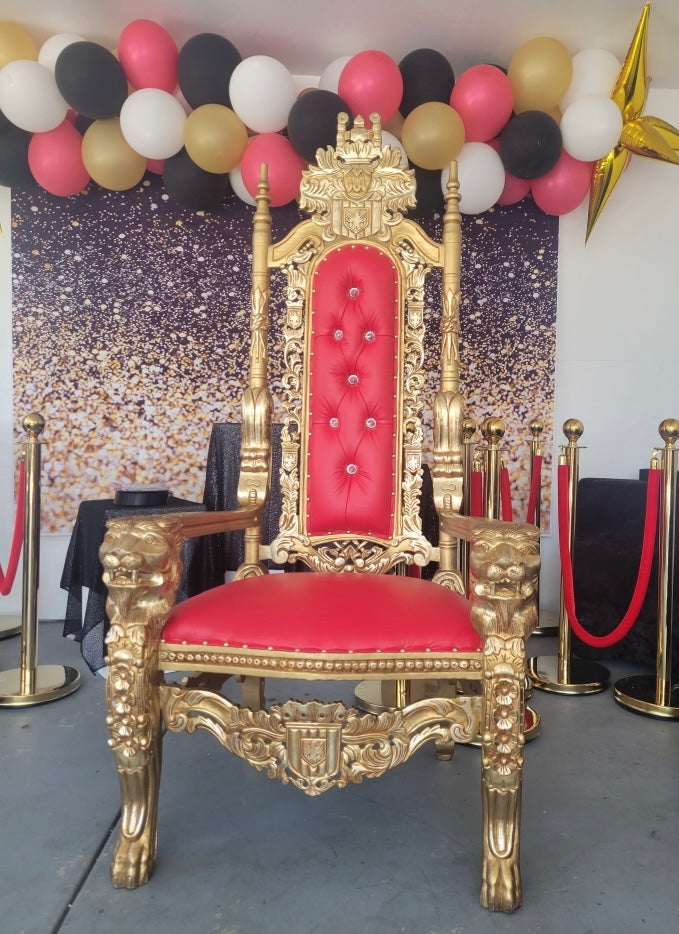 Single THRONE Red & Gold – Lounge Party Rentals