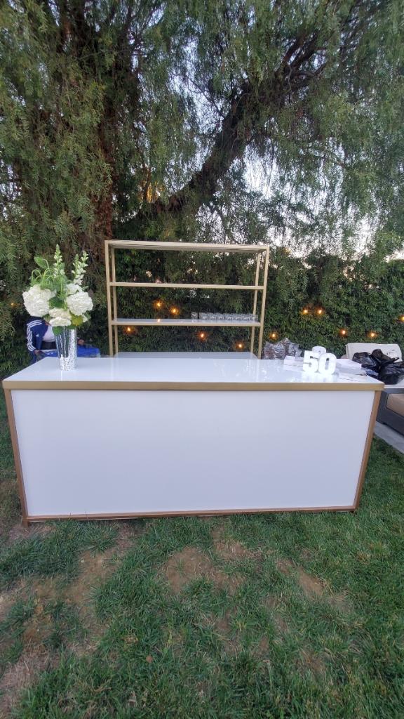 GOLD Led Acrylic Lighted BAR 8’ – Lounge Party Rentals